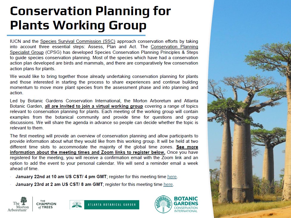 Virtual Conservation Planning for Plants Working Group | Botanic Gardens Conservation International